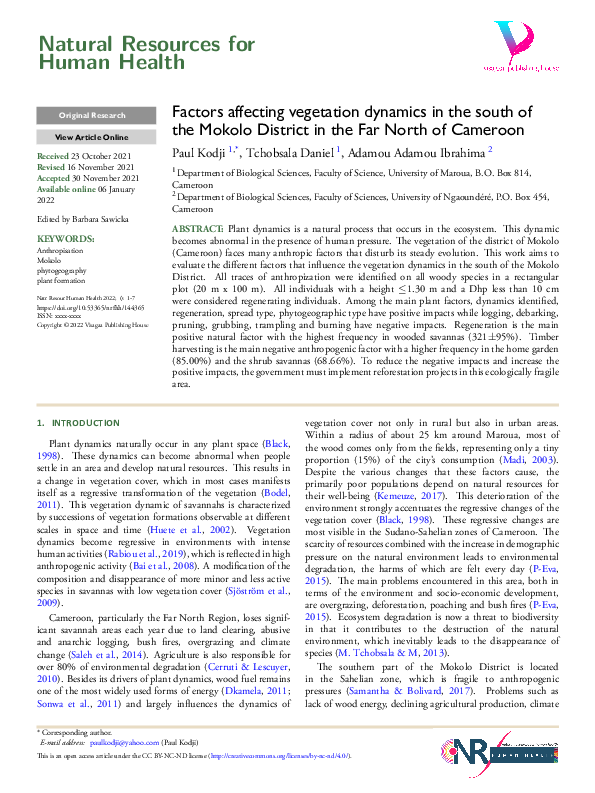 (PDF) Factors affecting vegetation dynamics in the south of the Mokolo ...