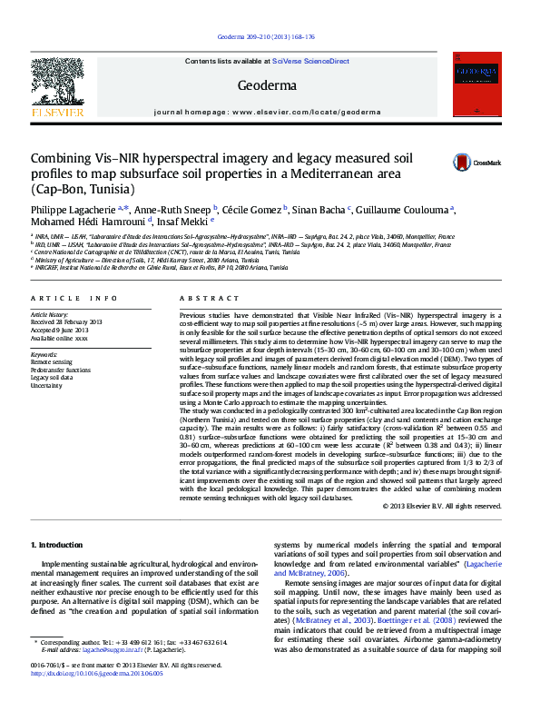 (PDF) Combining Vis–NIR hyperspectral imagery and legacy measured soil ...