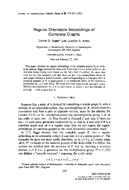 (PDF) Regular orientable imbeddings of complete graphs