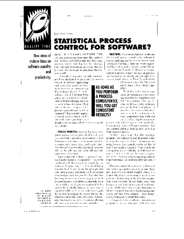 (PDF) Statistical process control for software?