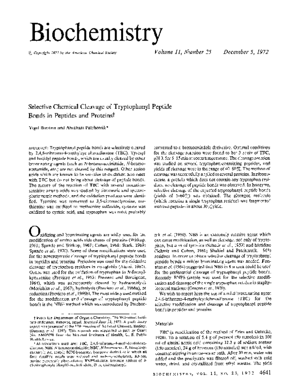 (PDF) Selective chemical cleavage of tryptophanyl peptide bonds in ...