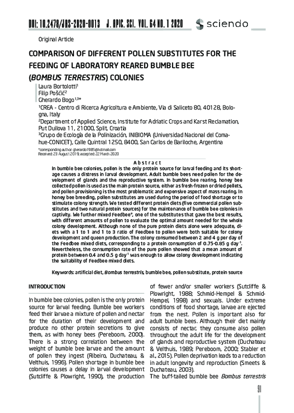 (PDF) Comparison of Different Pollen Substitutes for the Feeding of ...