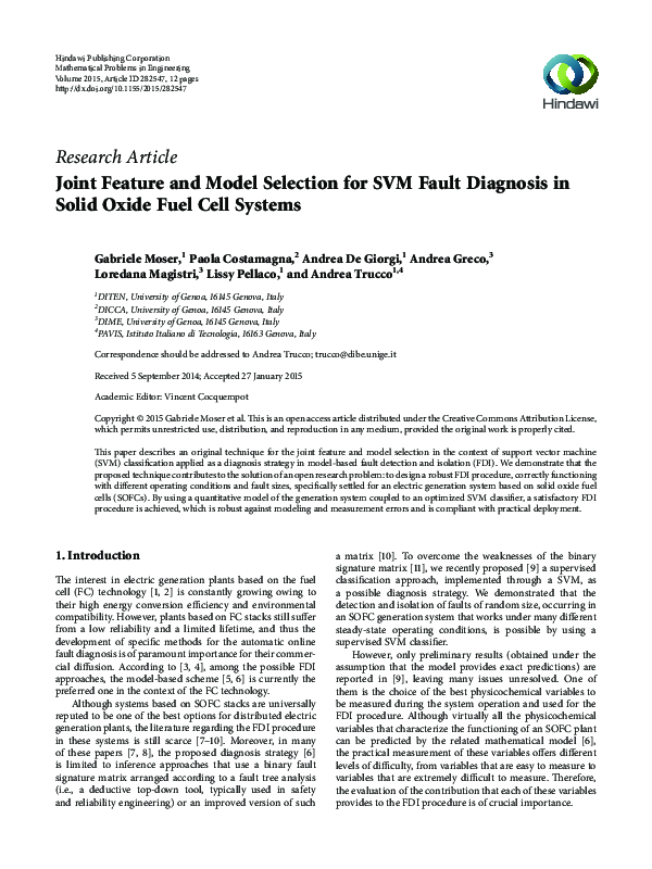 (PDF) Joint Feature and Model Selection for SVM Fault Diagnosis in Solid Oxide Fuel Cell Systems