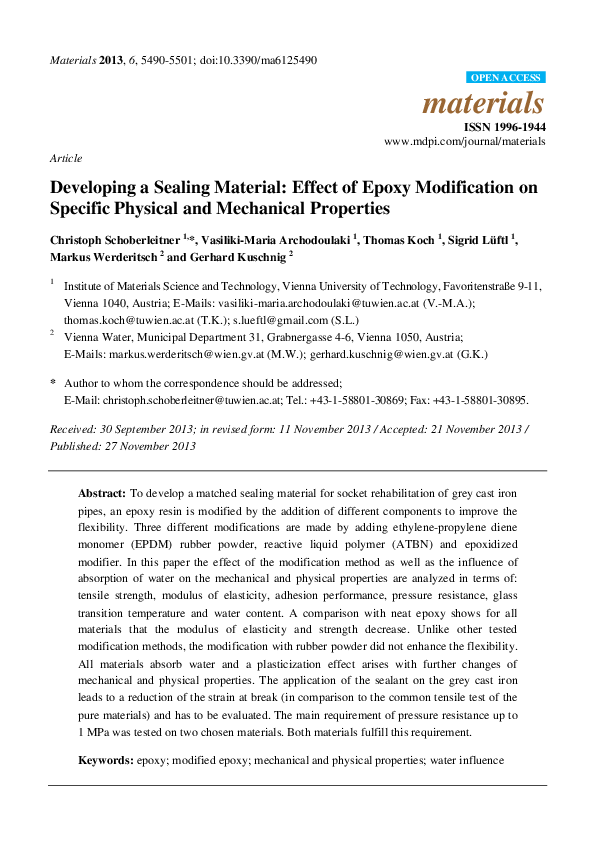 (PDF) Article Developing a Sealing Material: Effect of Epoxy ...