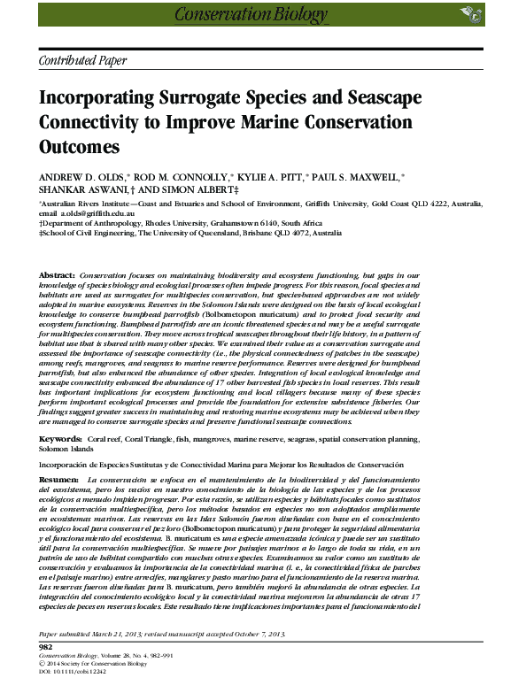 (PDF) Incorporating Surrogate Species and Seascape Connectivity to ...