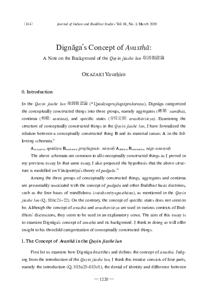 (PDF) Dignāga’s Concept of Avasthā: A Note on the Background of the ...