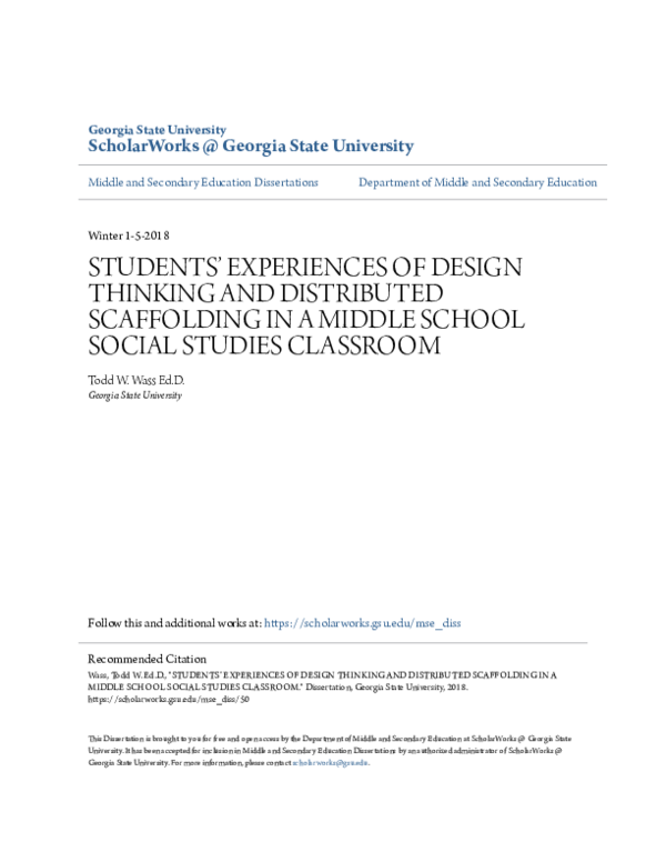 (PDF) Students’ Experiences of Design Thinking and Distributed ...