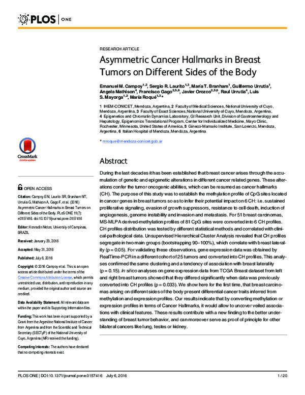 (PDF) Asymmetric Cancer Hallmarks in Breast Tumors on Different Sides ...