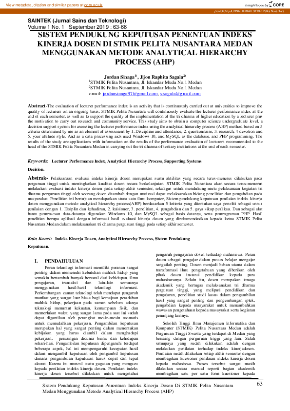 (PDF) Sistem Pendukung Keputusan Penentuan Indeks Kinerja Dosen DI ... (PDF) Sistem Pendukung Keputusan Penentuan Indeks Kinerja Dosen DI ...