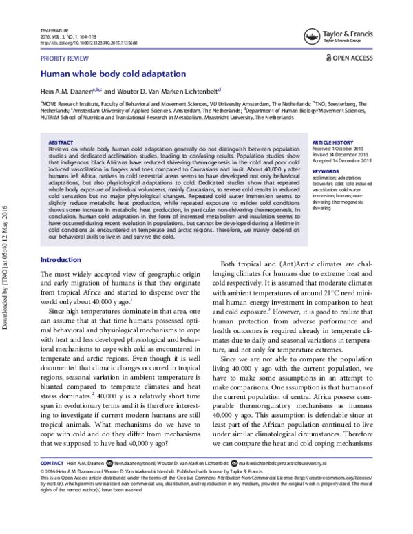 (PDF) Human whole body cold adaptation