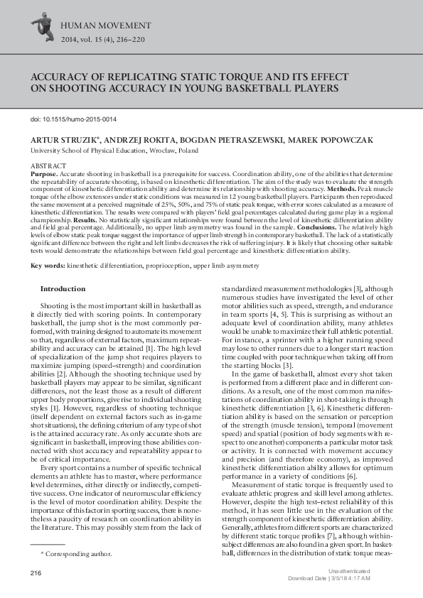 (PDF) Accuracy of Replicating Static Torque and its Effect on Shooting ...