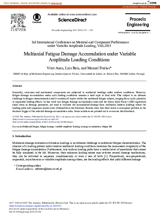 (PDF) Multiaxial Fatigue Damage Accumulation under Variable Amplitude ...