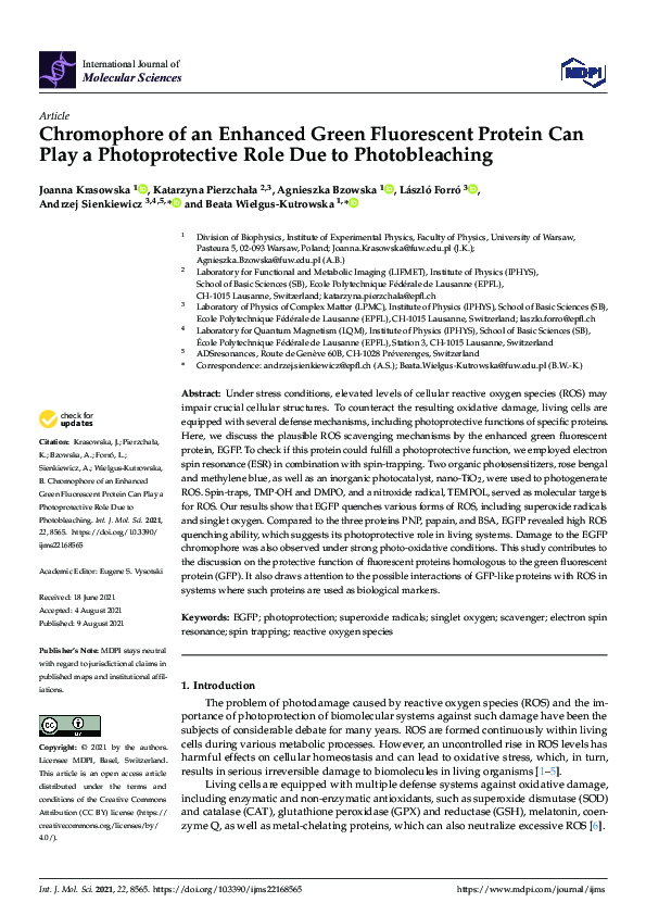 (PDF) Chromophore of an Enhanced Green Fluorescent Protein Can Play a ...
