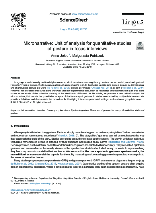 (PDF) Micronarrative: Unit of analysis for quantitative studies of ...