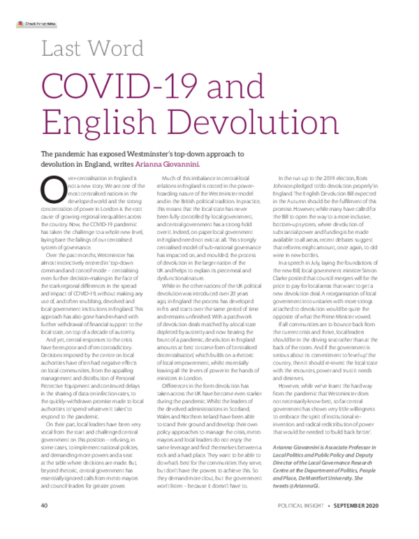 (PDF) Last Word: COVID-19 and English Devolution