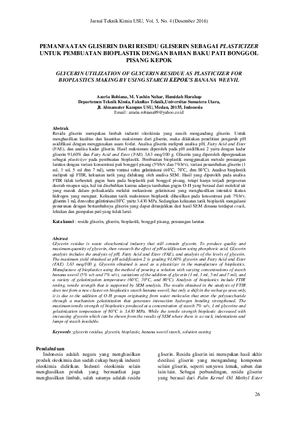 (PDF) Glycerin Utilization of Glycerin Residue as Plasticizer for ...
