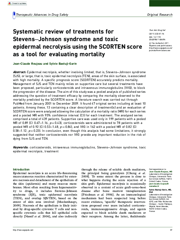 (PDF) Systematic review of treatments for Stevens-Johnson syndrome and toxic epidermal ...