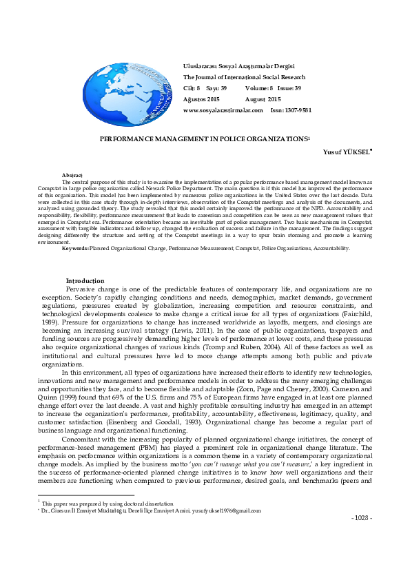 (PDF) Performance Management in Police Organizations