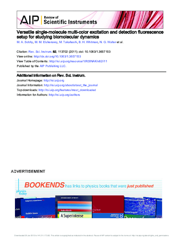Pdf Versatile Single Molecule Multi Color Excitation And Detection
