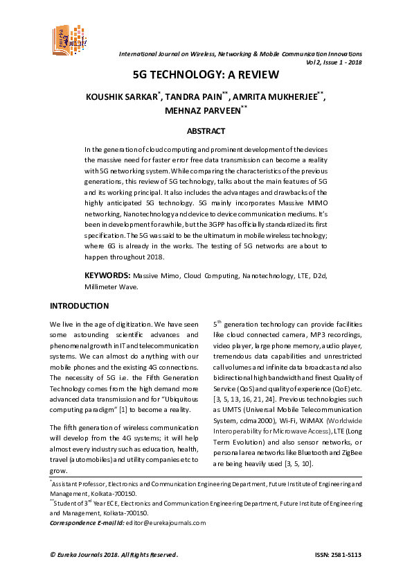 (PDF) 5G Technology: A Review