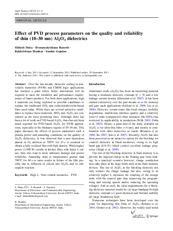 (PDF) Effect of PVD process parameters on the quality and reliability ...