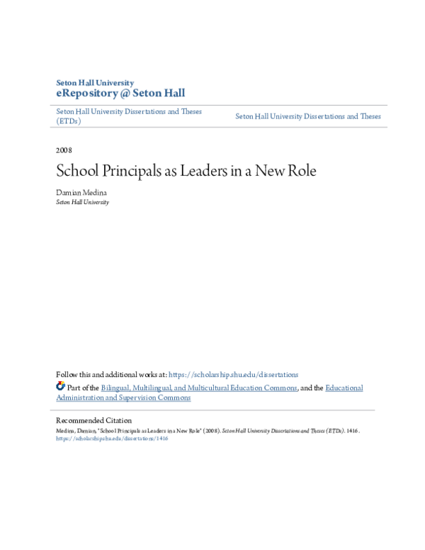 (PDF) School Principals as Leaders in a New Role