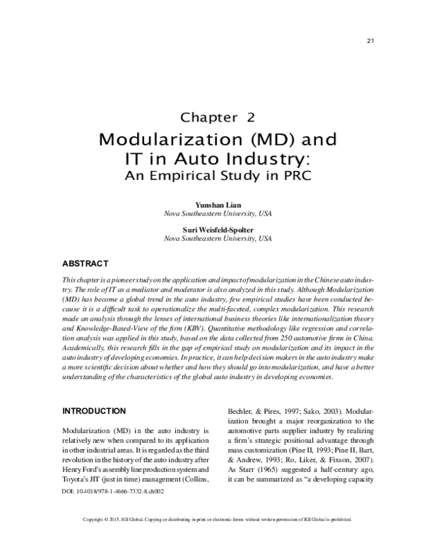 (PDF) Modularization (MD) and IT in Auto Industry