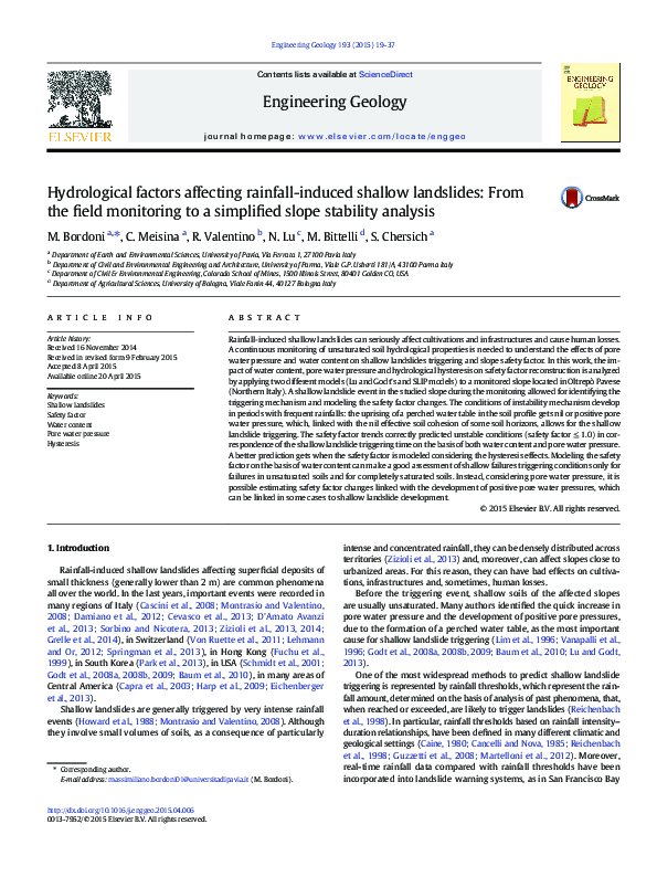 (PDF) Hydrological factors affecting rainfall-induced shallow landslides: From the field ...
