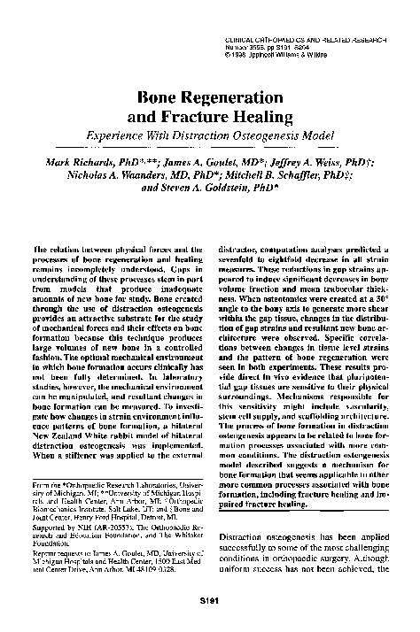 (PDF) Bone Regeneration and Fracture Healing