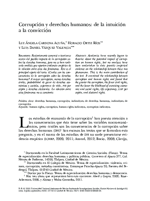 (PDF) Corrupción y derechos humanos: de la intuición a la convicción