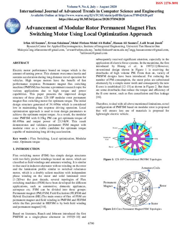 (PDF) Advancement of Modular Rotor Permanent Magnet Flux Switching Motor Using Local ...