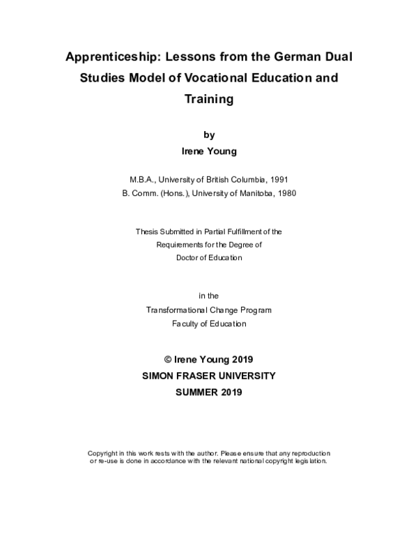 (PDF) Apprenticeship: Lessons from the German dual studies model of ...