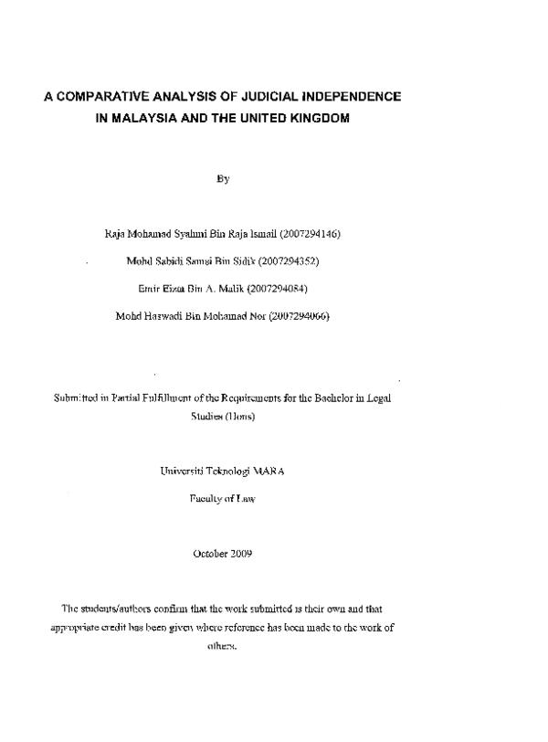 (PDF) A comparative analysis of judicial independence in Malaysia and ...