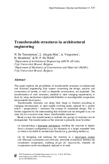 (PDF) Transformable structures in architectural engineering