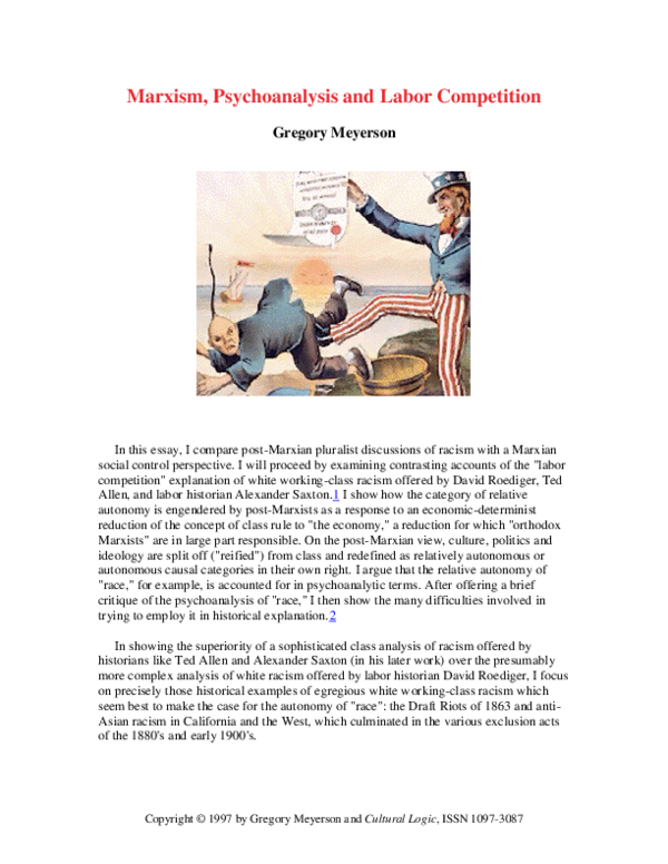 (PDF) Marxism, Psychoanalysis, and Labor Competition