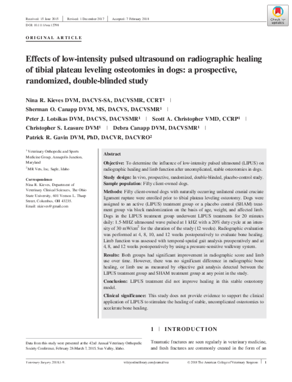 (PDF) Effects of low-intensity pulsed ultrasound on radiographic healing of tibial plateau ...