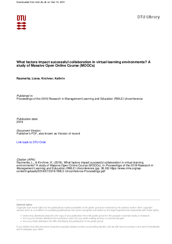 (PDF) What Factors Impact Successful Collaboration in Virtual Learning ...