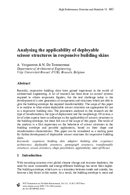 (PDF) Analysing the applicability of deployable scissor structures in responsive building skins