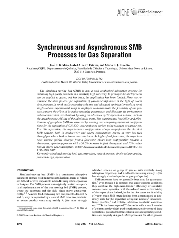 (PDF) Advancements in SMB Gas Separation: Asynchronous vs. Synchronous
