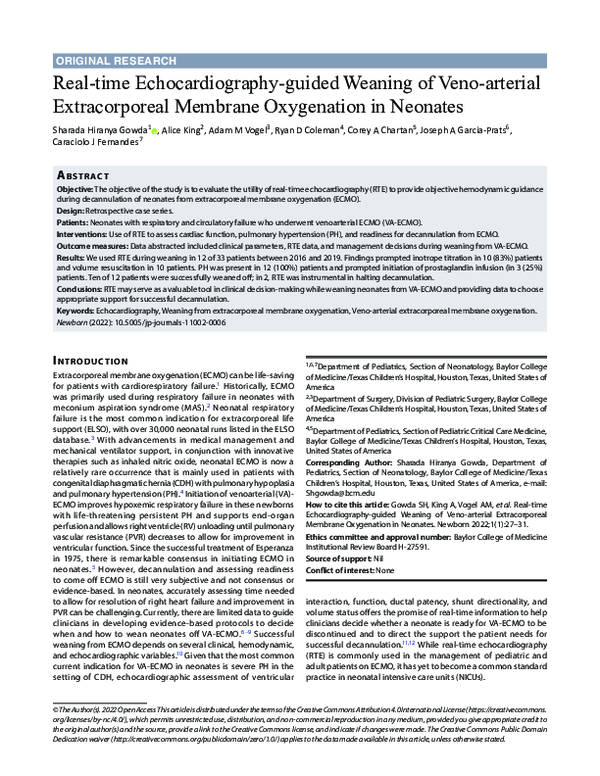 (PDF) Real-time Echocardiography-guided Weaning of Veno-arterial Extracorporeal Membrane ...