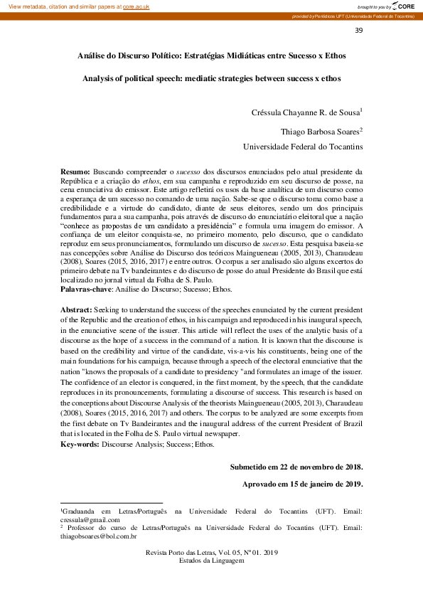 Pdf Análise Do Discurso Político Estratégias Midiáticas Entre