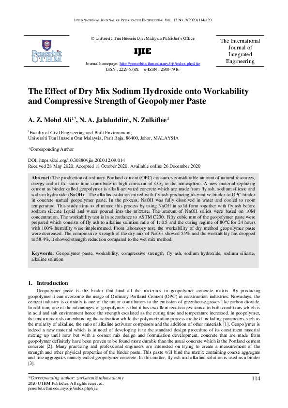 (PDF) Sodium Hydroxide Impact on Geopolymer Strength