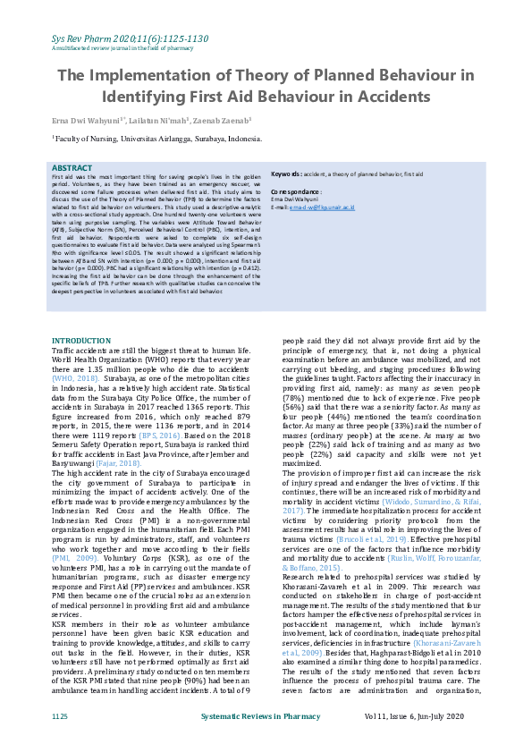 (PDF) The Implementation of Theory of Planned Behaviour in Identifying ...