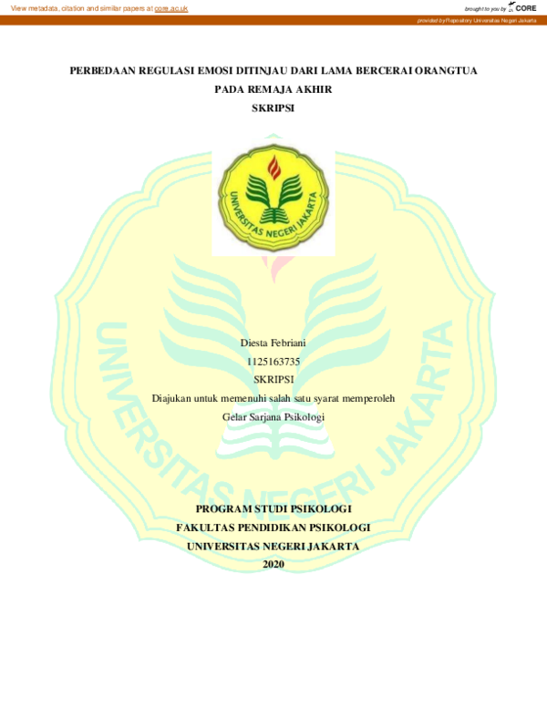 (PDF) Perbedaan Regulasi Emosi Ditinjau Dari Lama Bercerai Orangtua ...