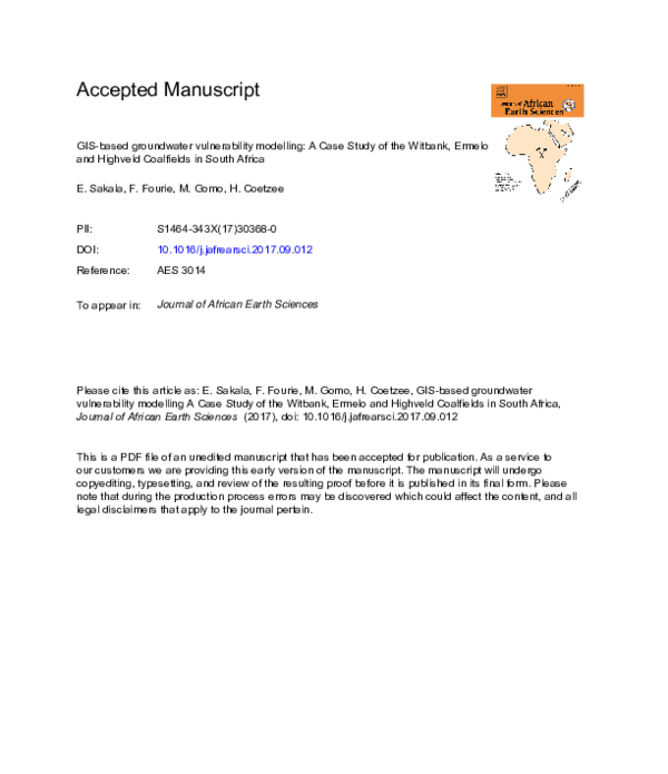 (PDF) GIS-based groundwater vulnerability modelling: A case study of ...