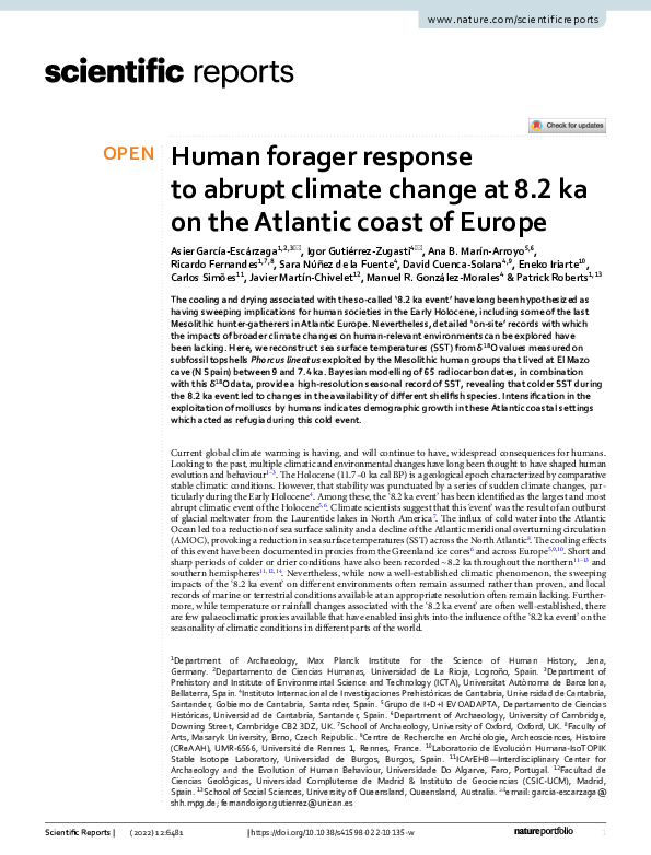(PDF) Human forager response to abrupt climate change at 8.2 ka on the ...