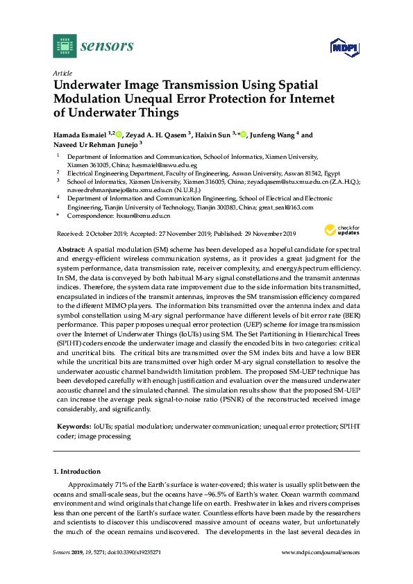 Pdf Underwater Image Transmission Using Spatial Modulation Unequal Error Protection For