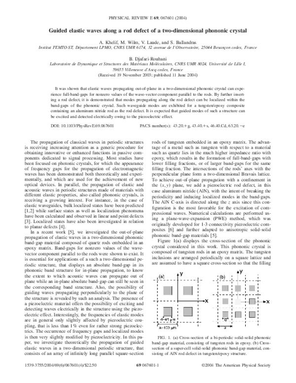 (PDF) Guided elastic waves along a rod defect of a two-dimensional ...