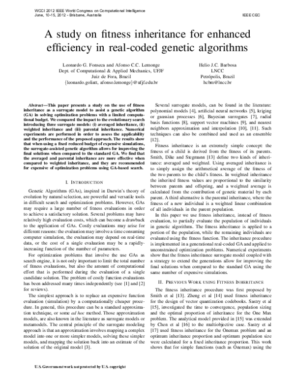 (PDF) A study on fitness inheritance for enhanced efficiency in real ...