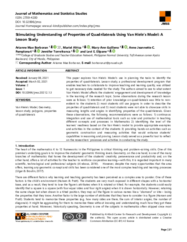 (PDF) Stimulating Understanding of Properties of Quadrilaterals Using ...